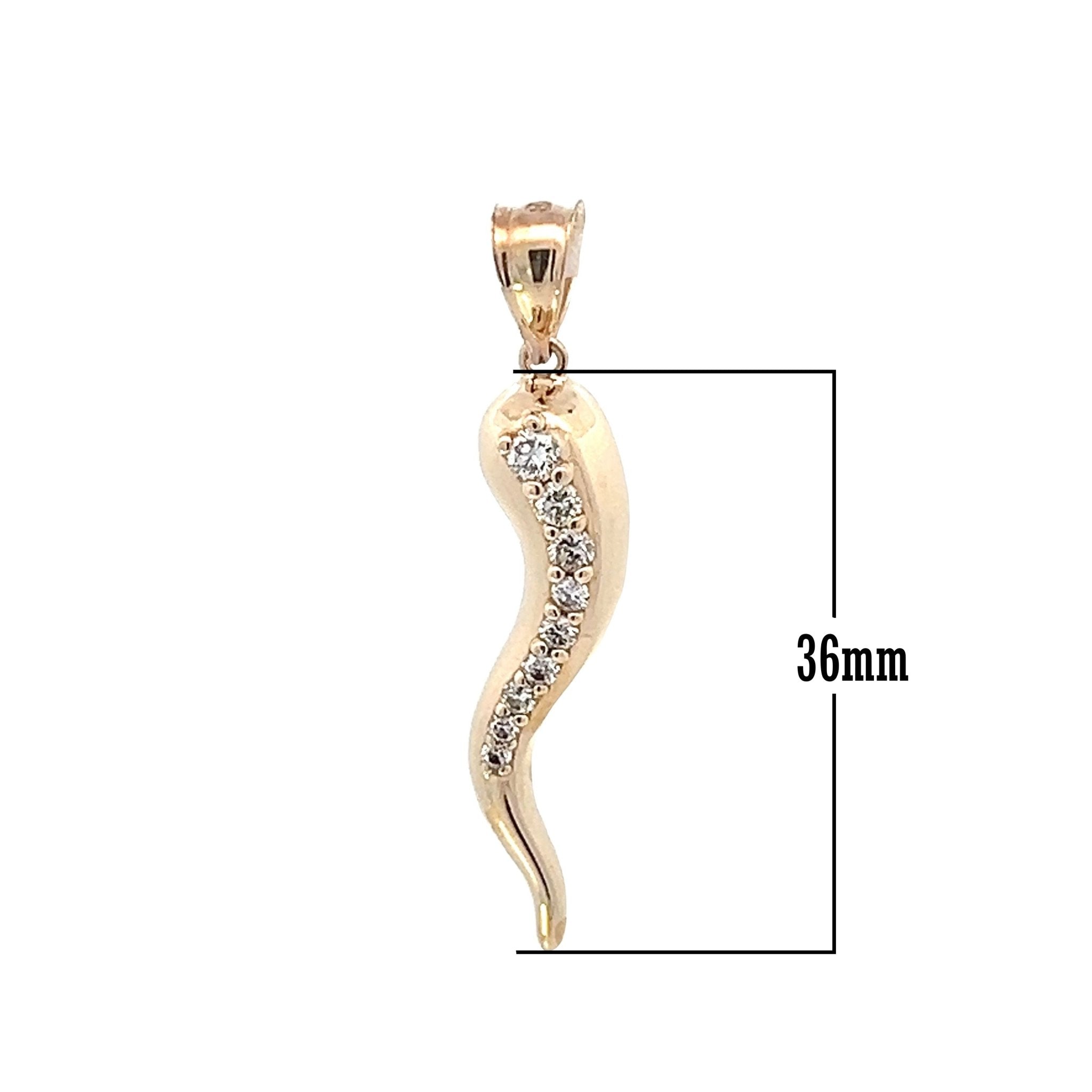 Small Diamond Horn Pendant 36mm 14 Karat Yellow Gold – Tivoli Jewelers