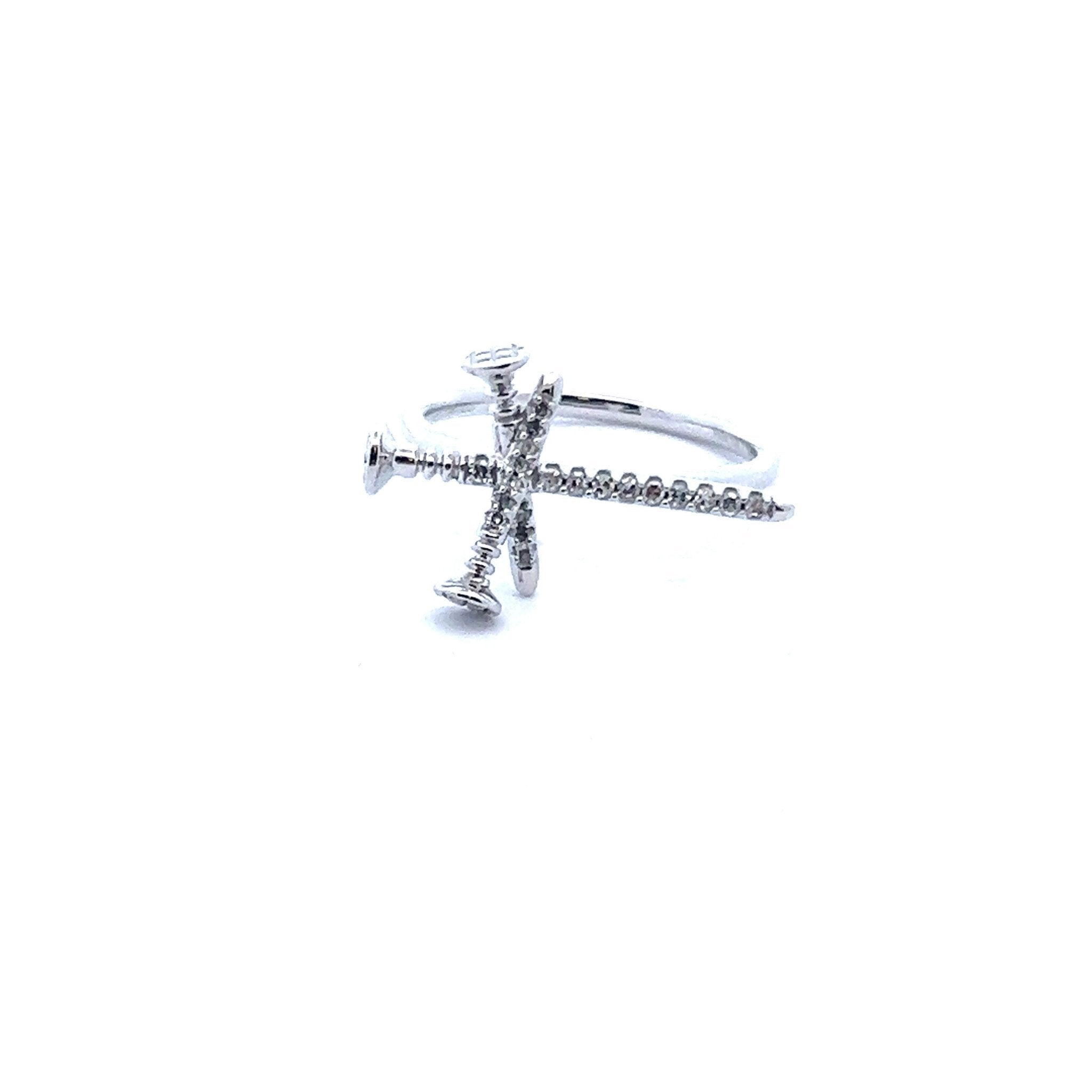 14K White Gold Cross Nail Ring – Tivoli Jewelers