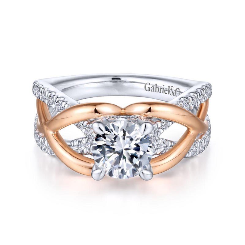 Gabriel & Co. 14k Two Tone Gold Contemporary Twisted Engagement Ring ...