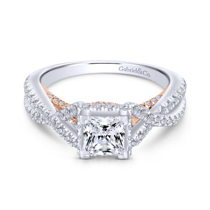 Gabriel & Co. 14k Two Tone Gold Crown Twisted Engagement Ring – Tivoli ...